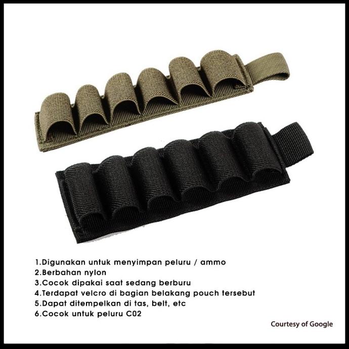 Jual Shell Cartridge Holder Pouch 6 Rounds Ammo Shotgun Airsoft Velcro ...