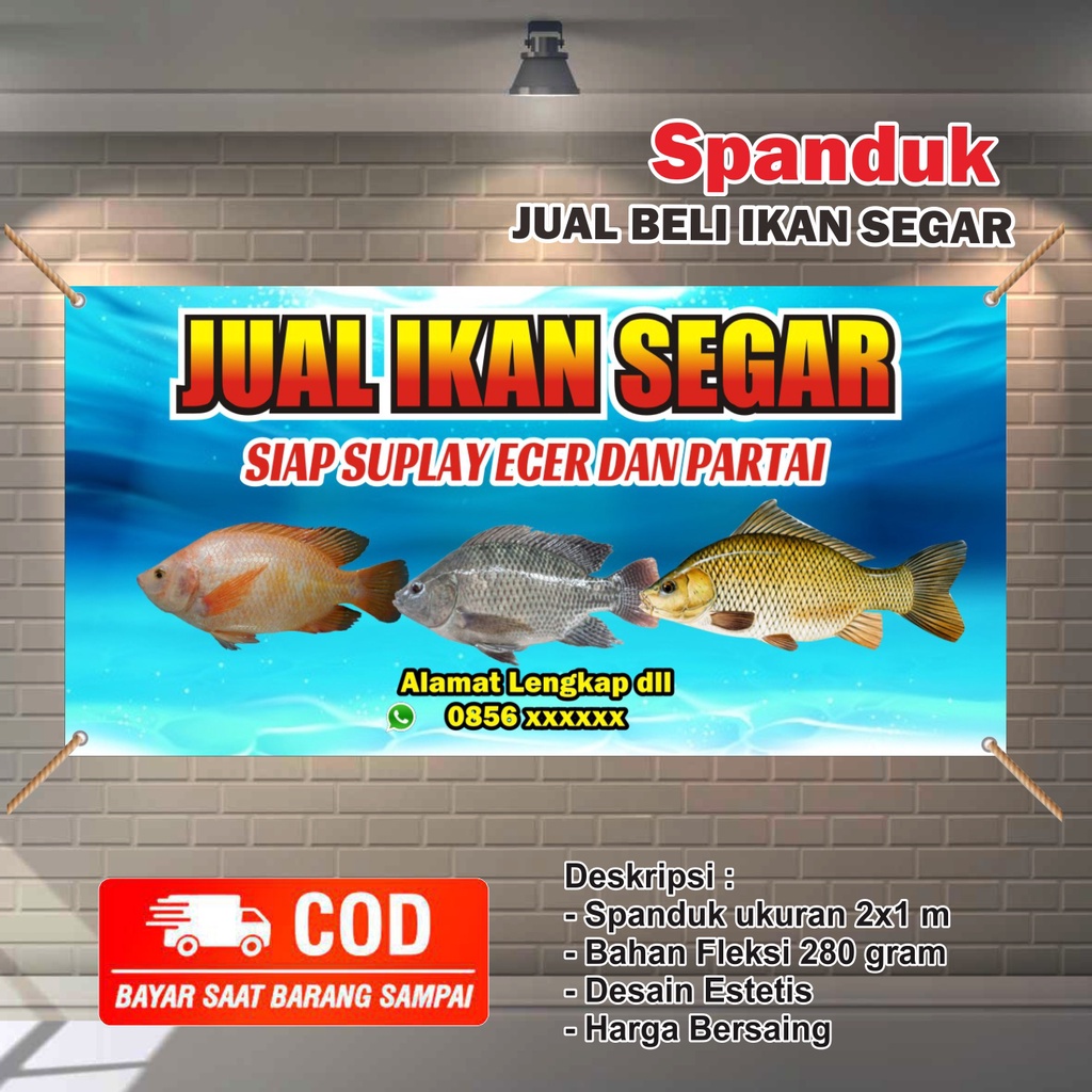 Jual spanduk banner jual ikan segar ukuran 2x1m bisa Bayar COD | Shopee ...
