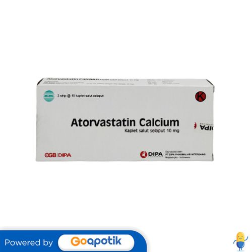 Jual ATORVASTATIN CALCIUM DIPA 10 MG BOX 30 KAPLET | Shopee Indonesia