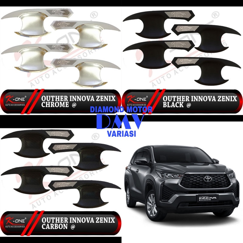 Jual Lis Garnis Outer Mangkok Handle Pintu Chrome Hitam Doff Carbon Toyota All New Innova Zenix ...