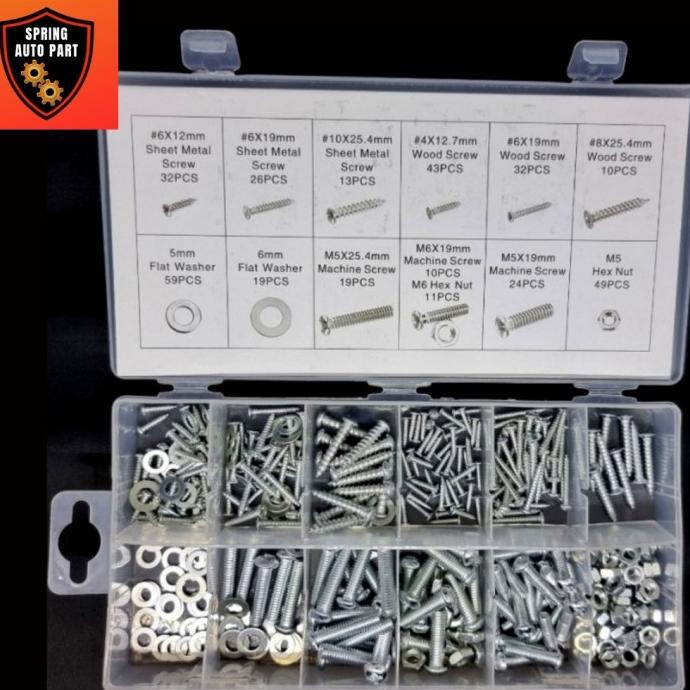 Jual 347 PCS CAMPURAN BAUT MUR SEKRUP KAYU RING PLAT | Shopee Indonesia