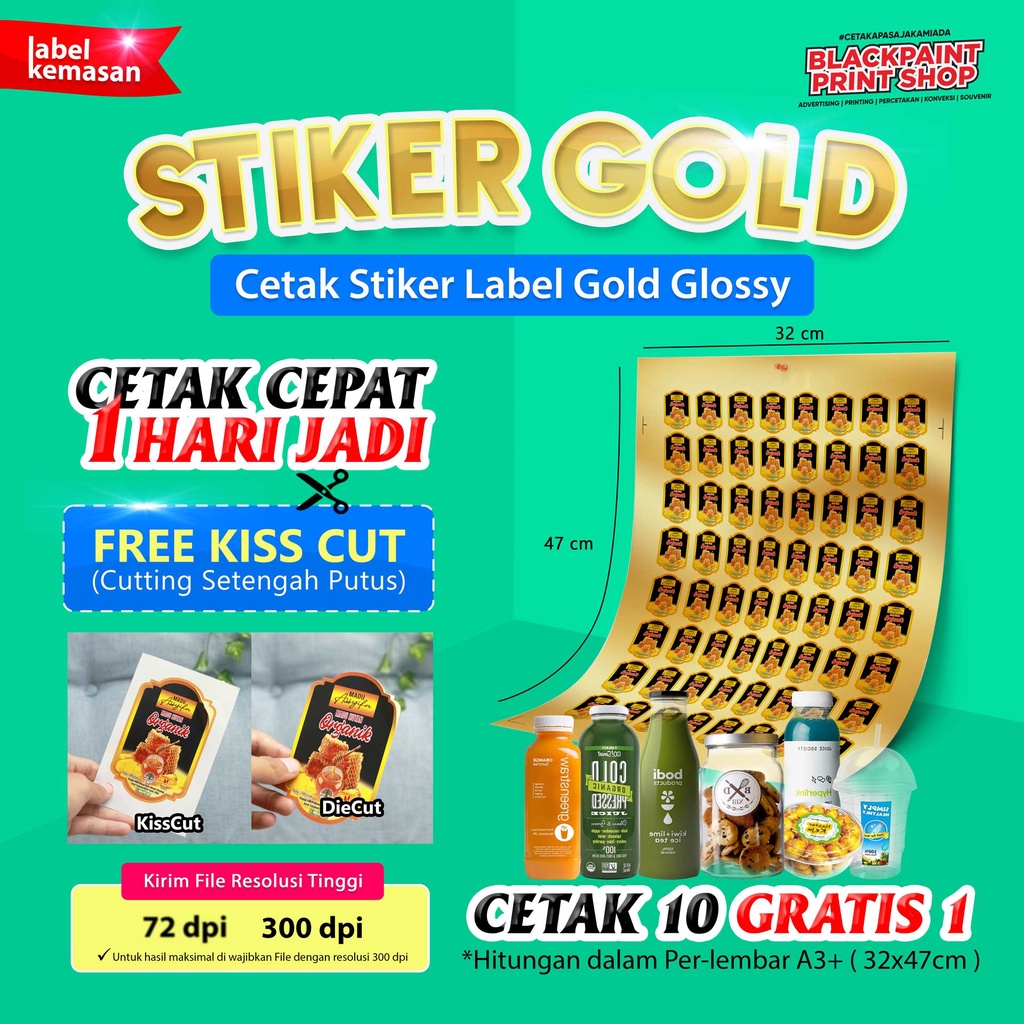 Jual Stiker Label Laser A3+ Gold Glossy / Stiker Kemasan Makanan ...