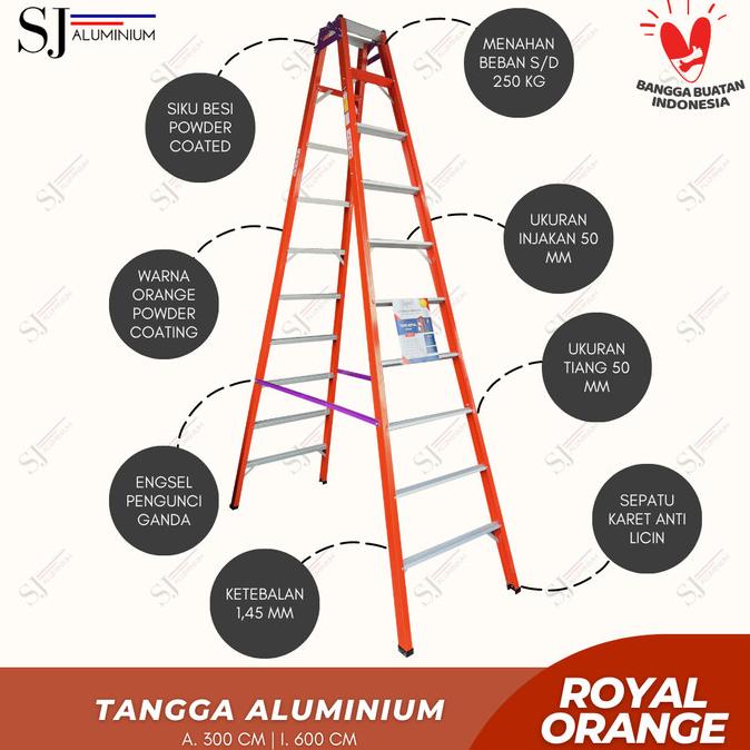 Jual Tangga Lipat Aluminium Ladder Royal Orange 3 Meter / 300 CM okt ...
