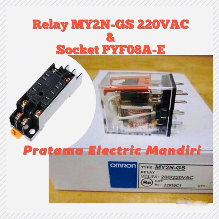 Jual Relay Omron Relay My2N-Gs My2N 220Vac 220V Dan Socket Pyf08A-E Original | Shopee Indonesia