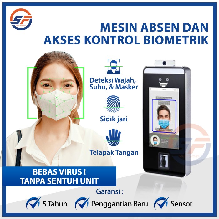 Jual Mesin Absensi Scan Wajah Deteksi Suhu Ms-5 / Seperti Solution X91 ...