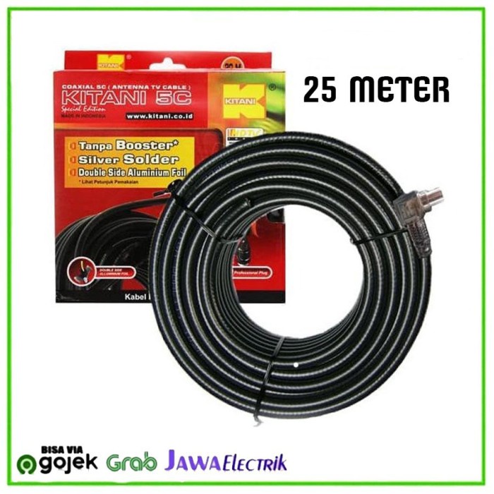 Jual Kabel Antena TV Tanpa Booster Kitani 5C 2V RG-6 - Panjang 25 Meter | Shopee Indonesia