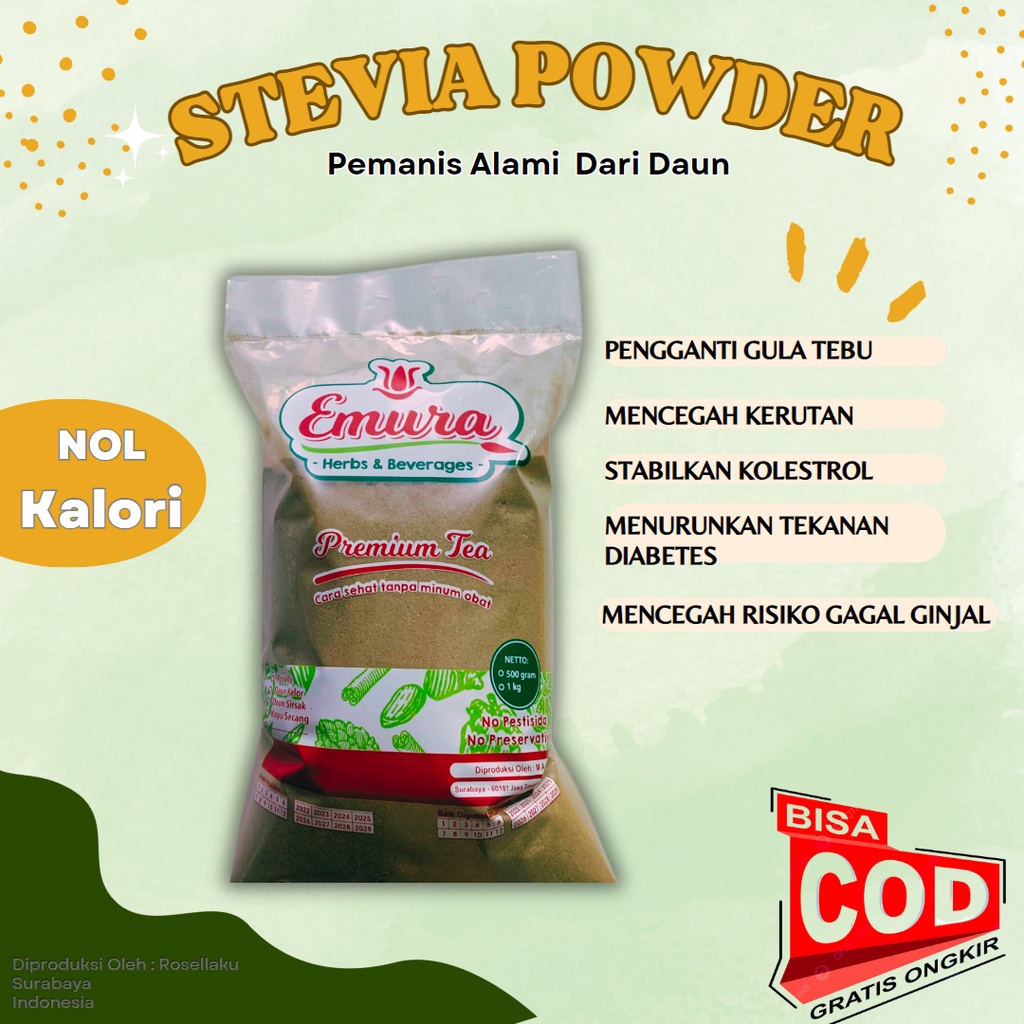 Jual STEVIA POWDER GRADE PREMIUM (Pengganti Gula)/DAUN MANIS/STEVIA ...