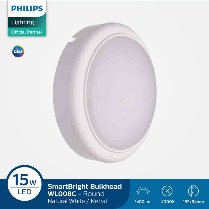 Jual Philips SmartBright Bulkhead WL008C LED10 Netral whiteROund/ Bulat ...