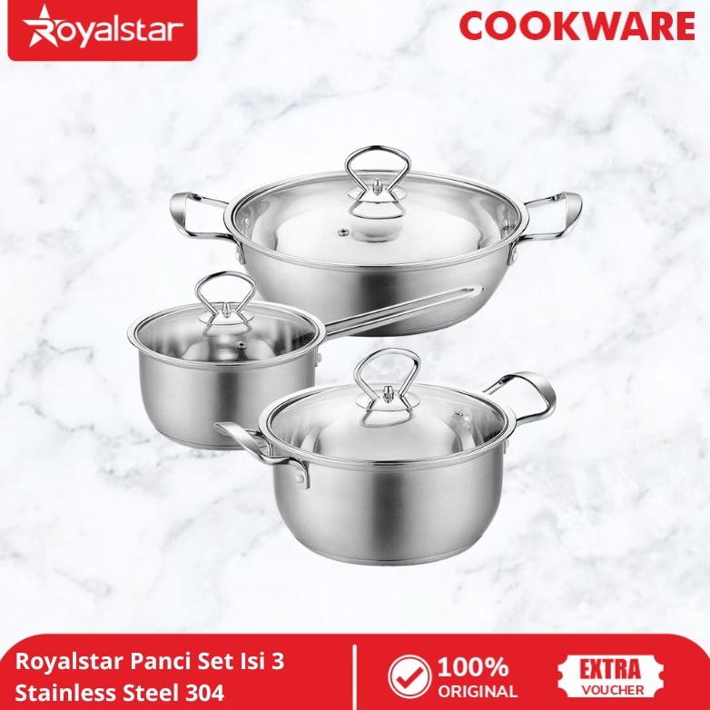 Jual Royalstar Panci Set Panci Masak Stainless Steel 304 Isi 3 Set ...