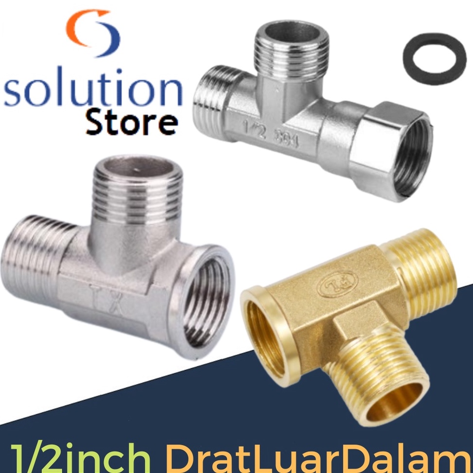 Jual Tee drat luar sambungan KRAN AIR/ TEE DRAT DALAM 1/2" TEE SHOWER SAMBUNGAN PIPA/KUNINGAN 1 ...