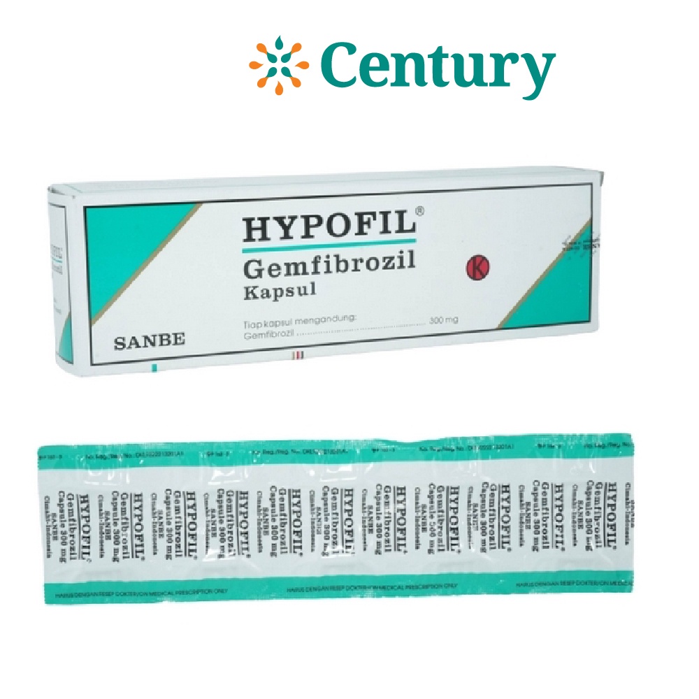 Jual HYPOFIL 300MG 1 STRIP ISI 10 TABLET / GEMFIBROZIL 300MG ...