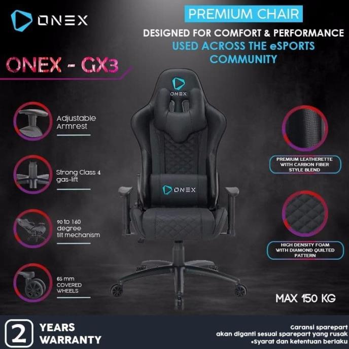 Jual Onex Gx3 Premium Quality Gaming Chair Kursi - Hitam | Shopee Indonesia