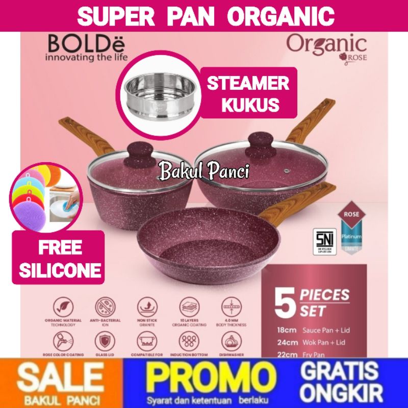 Jual BOLDe ORGANIC ROSE PAN SET 5 PCS - WAJAN PANCI SUPER PAN GRANITE ...