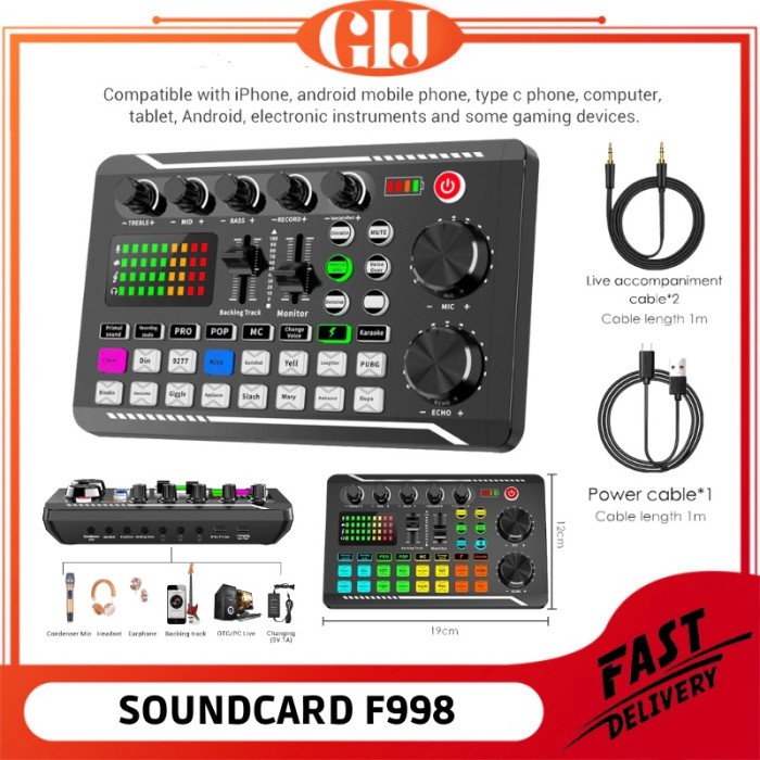 Jual Soundcard Sound Card F998 Live Audio Mixer Broadcast Recording ...