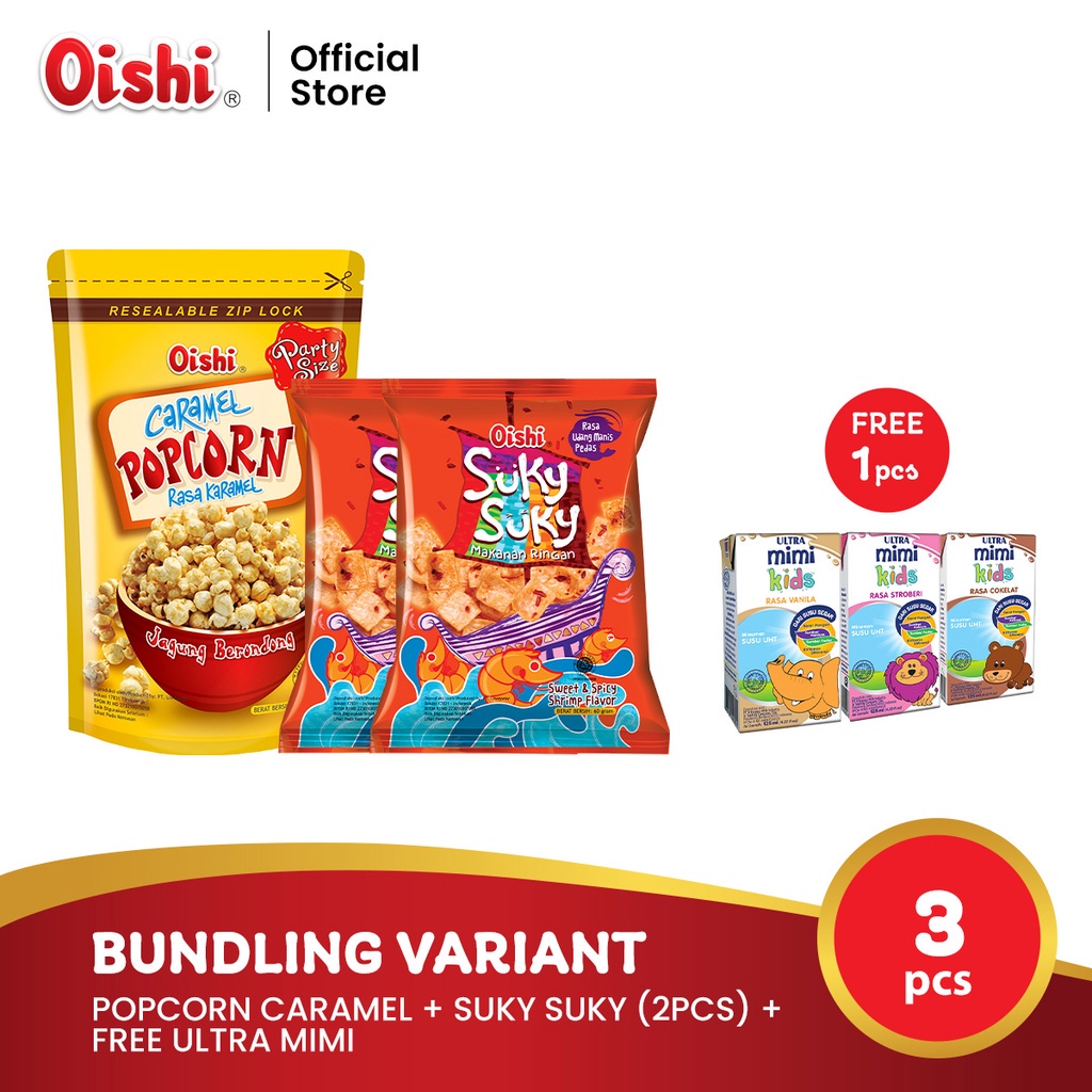 Jual Popcorn Caramel + Suky Suky (2pcs) + Free Ultra Mimi | Shopee ...