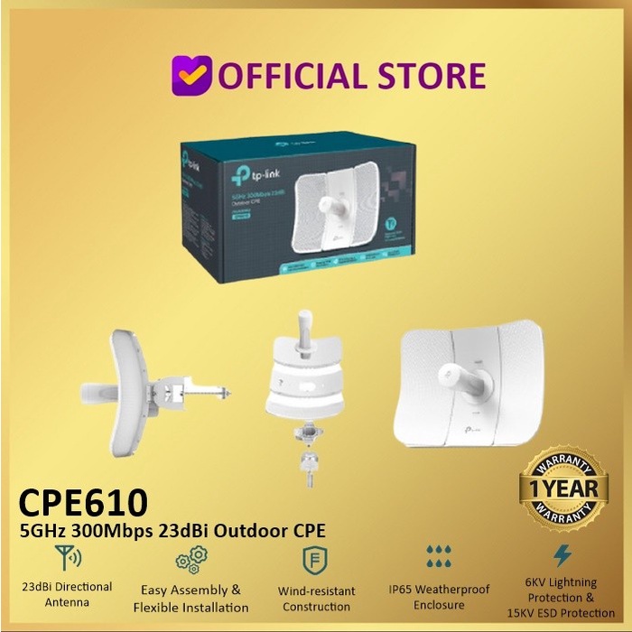 Jual TP-Link CPE610 TPLink 5GHz 300Mbps 23dBi Outdoor CPE Antenna ...