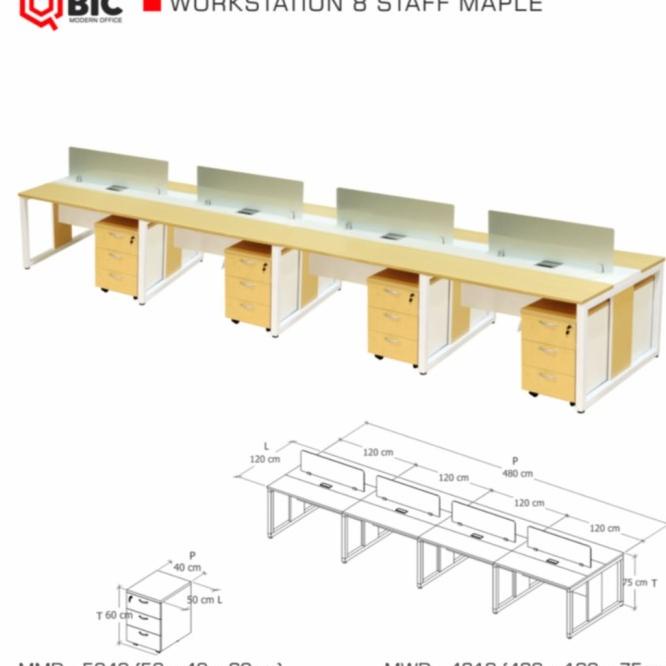 Jual Meja Partisi Kantor Workstation Staf 8 Meja Seater Sekat Kaca Qbic ...
