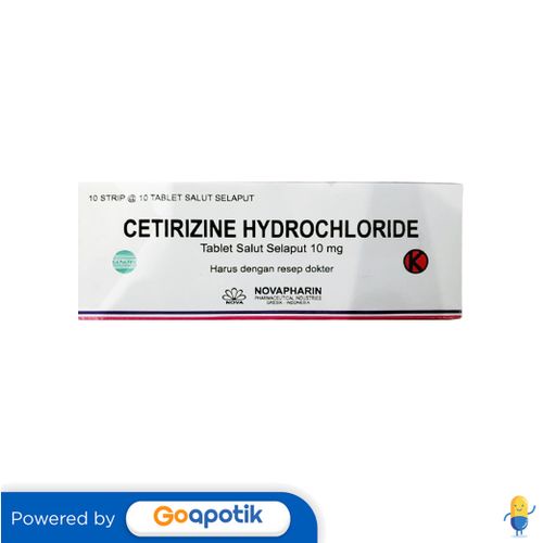 Jual CETIRIZINE HYDROCHLORIDE NOVAPHARIN 10 MG BOX 100 TABLET | Shopee ...