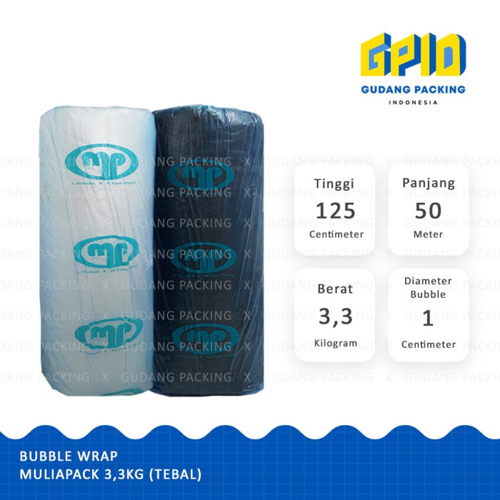 Jual Bestseller (Gosend/Grab) Muliapack - Bubble Wrap Hitam/ Putih 125Cm X (50/ 100 M) | Shopee ...