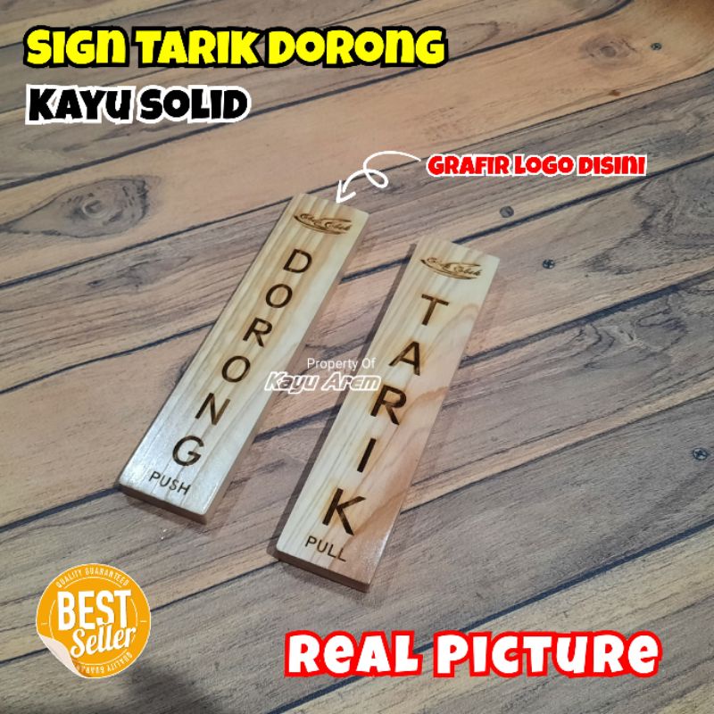 Jual Signage Tarik Dorong Kayu / Tulisan Tanda Pintu Custom Grafir Logo ...