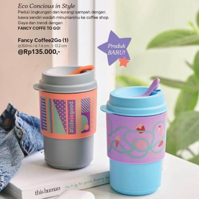 Jual fancy coffee 2 go Tupperware botol kopi susu 350 ml | Shopee Indonesia