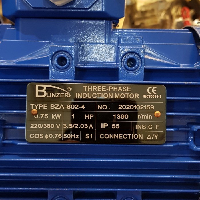 Jual 1HP INDUCTION MOTOR 4P 220V / 380V FLANGE 3 PHASE BONZER HIGH ...
