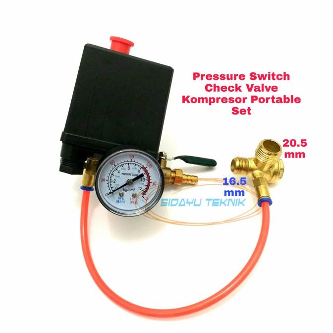 Jual Pressure Switch Check Valve Kompresor Angin Portable Set | Shopee ...
