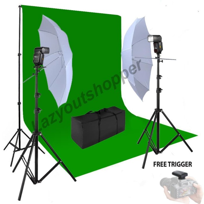 Jual Paket Lighting Studio flash light stand stand background free ...