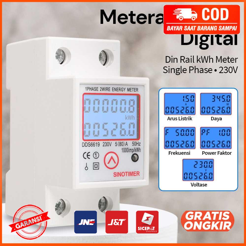 Jual Meteran Listrik Digital Din Rail kWh Meter Single Phase 230V DDS6619 | Shopee Indonesia