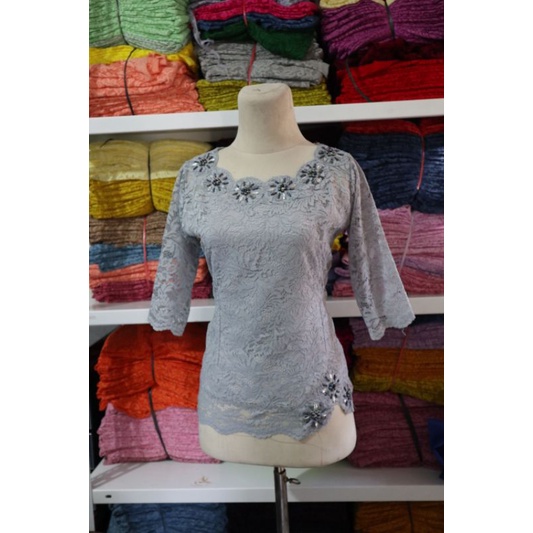Jual Baju Kebaya Payet Silver BT | Shopee Indonesia