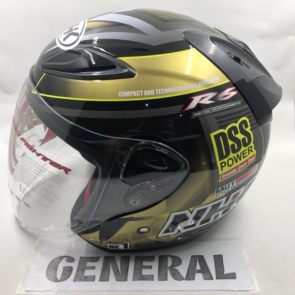 Jual Helm Nhk R6 Motif Rally 2 Black Gold Glossy Hitam Gold Half Face ...