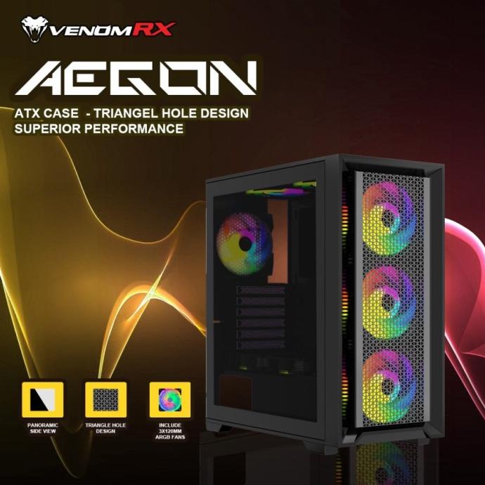 Jual CASING VENOMRX AEGON INCLUDE 4 FAN ARGB - mATX, ATX GAMING CASE ...