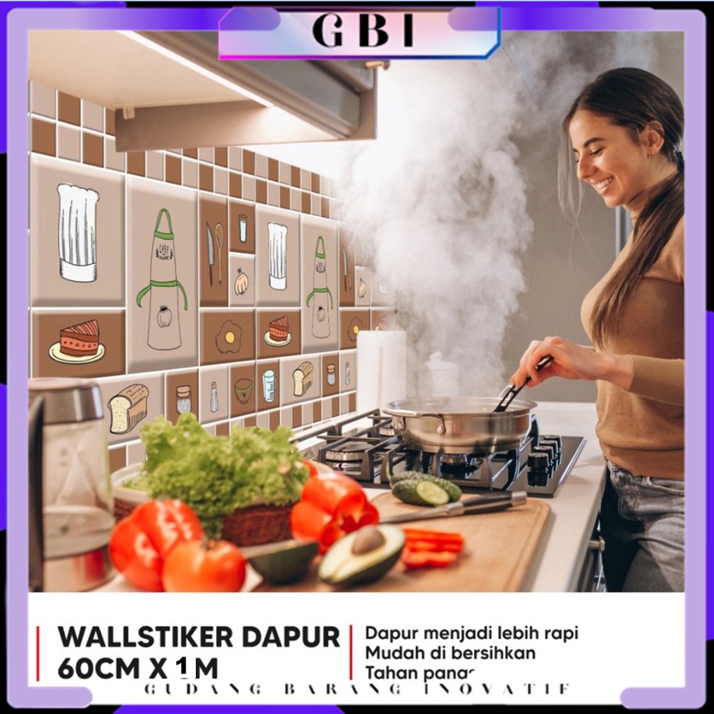 Jual GBI Wall Sticker Dapur Anti Air Sticker Dinding Minyak 60Cm x 1M ...