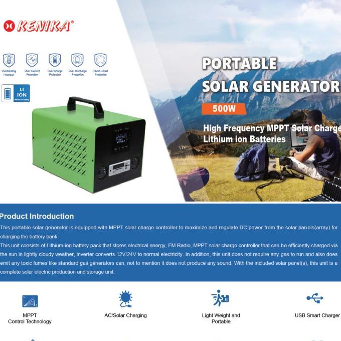Jual PORTABLE SOLAR POWER GENERATOR 500W KENIKA w/ Radio FM [PIM500-LI ...