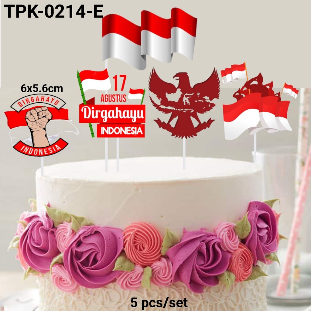 Jual GR-TPK-0214 Cake topper kertas kue 17 agustus kemerdekaan ...