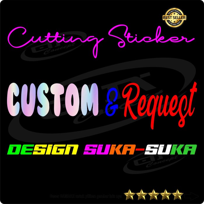 Jual Cutting Sticker Stiker CUSTOM REQUEST logo hurup nama merk dll ...