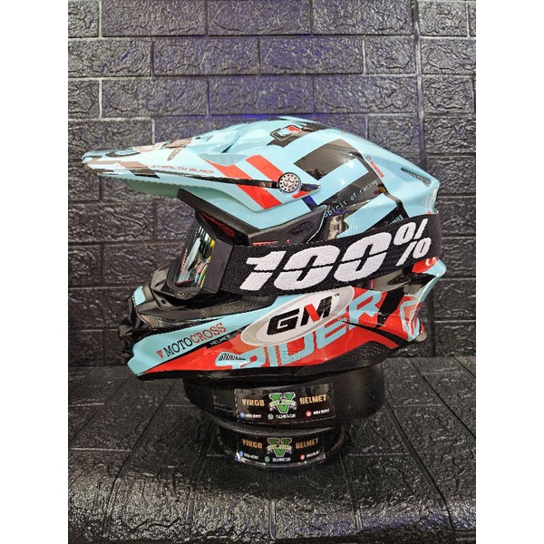 Jual Helm GM Trail Motocross Motif Rider Tosca Red fluo | Shopee Indonesia