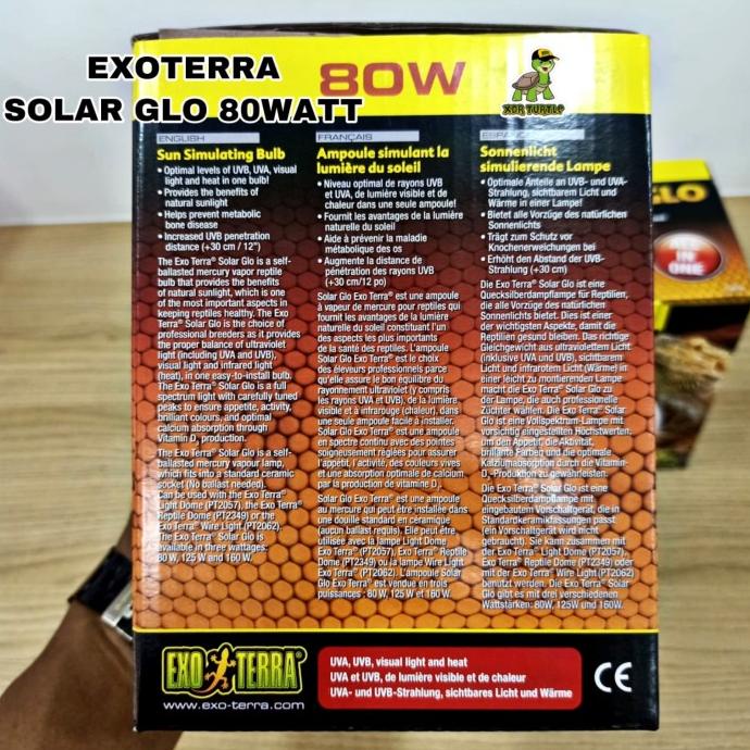 Jual EXOTERRA SOLAR GLO 80WATT LAMPU UVAUVB BEARDED DRAGON SULCATA ...