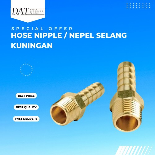 Jual 1/4" x 1/4" Hose Nepel Selang Kuningan Drat Male 1/4 x Hose 1/4 ...