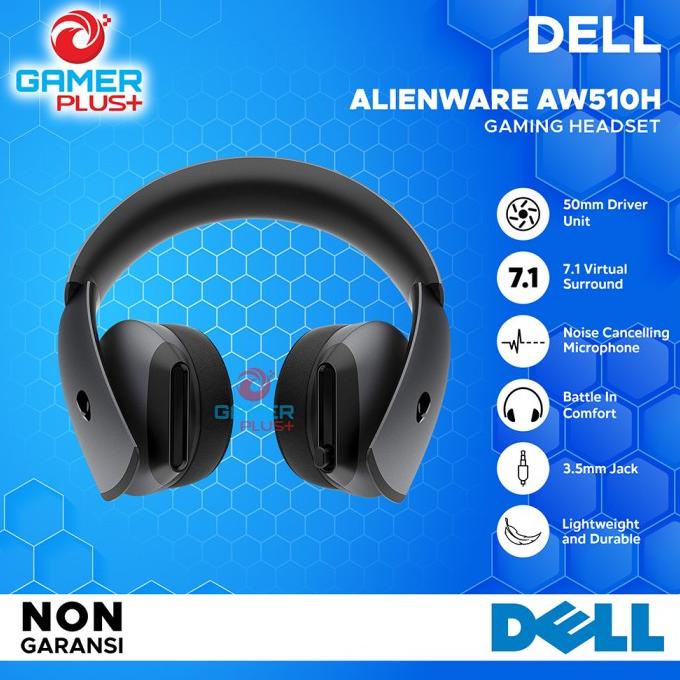 Jual Dell Alienware Headset Headphone Gaming 510H ANC Wired Diskon ...