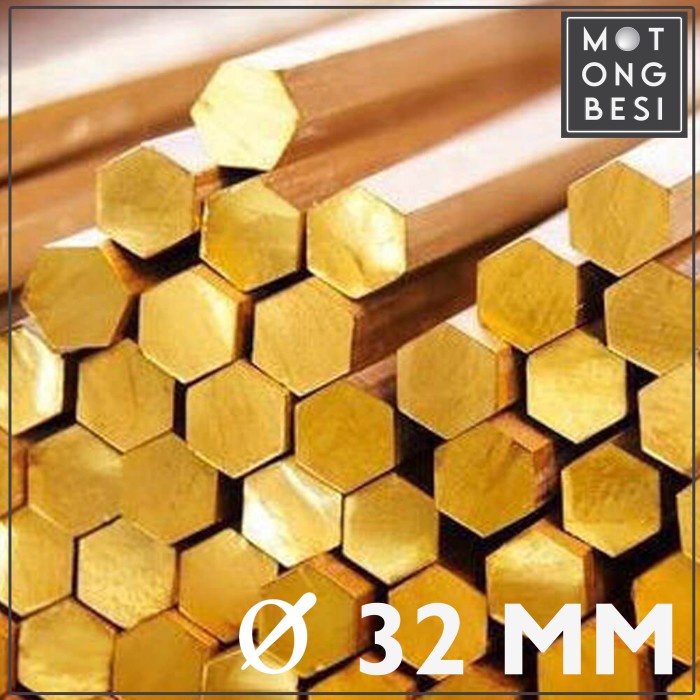 Jual SEGI 6 KUNINGAN 32 MM HEXAGON BRASS ROD SEGI ENAM HEXAGONAL ...
