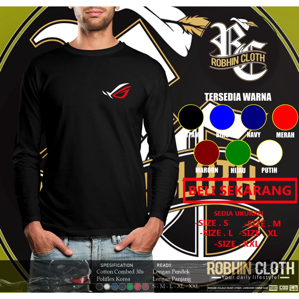 Jual Kaos ROG Republic Of Gamers Simple Lengan panjang Baju Game ...