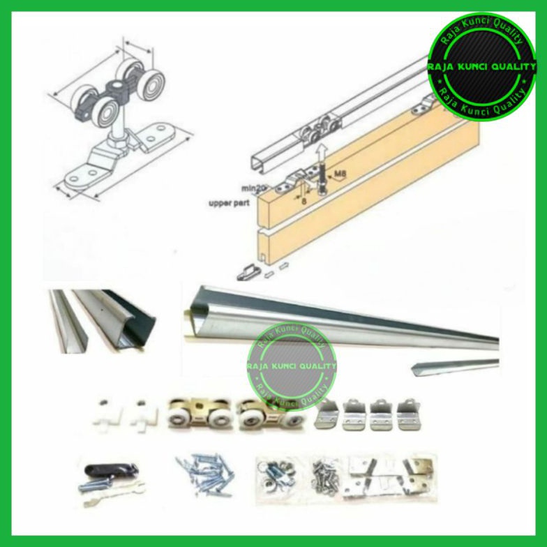 Jual 39 REL GANTUNG PINTU GESER SLIDING 240 CM LENGKAP REL PINTU GESER ...