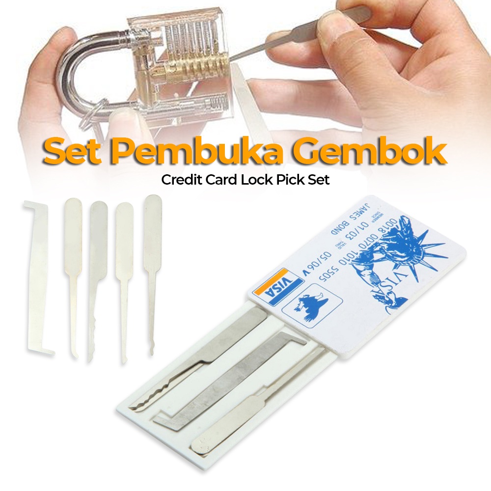 Jual Set Pembuka Gembok Credit Card Lock Pick Set - New Product [ White ...