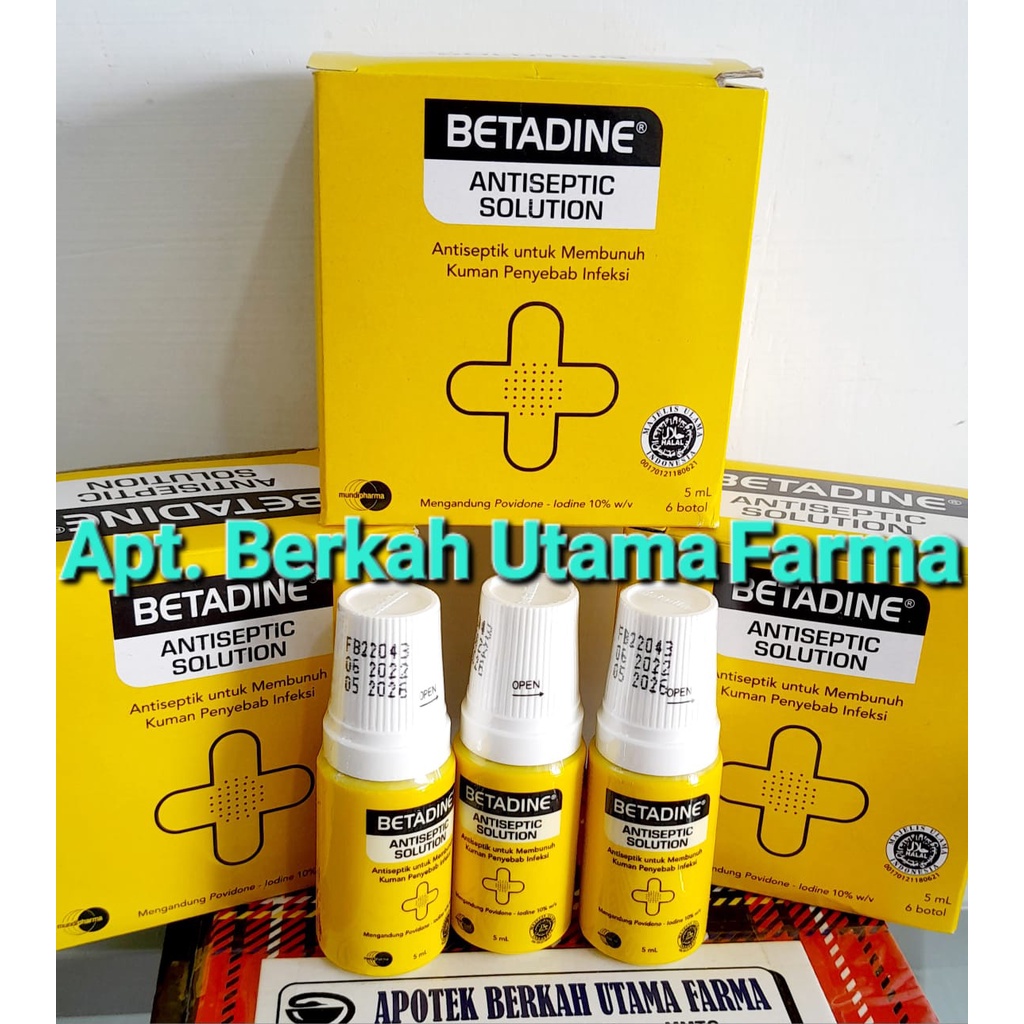 Jual Betadine Cair 5 Ml Box isi 6 botol 5 ml - Betadine Solution ...