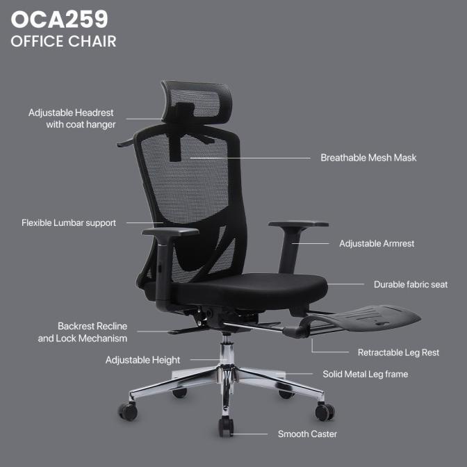 Jual Fantech OCA259|OC-A259 Kursi Kantor Kerja Jaring Premium Office ...