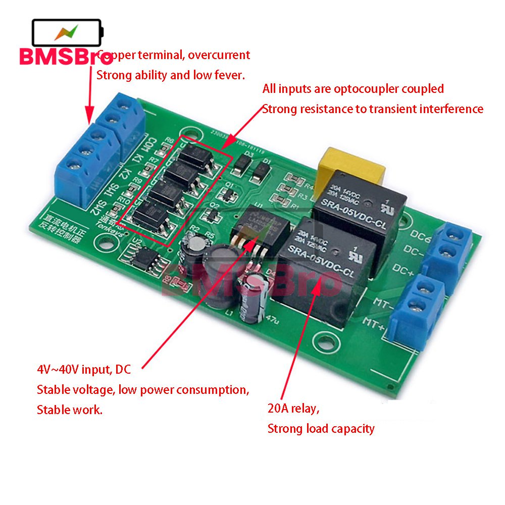 Jual &DC 6V 12V 24V DC Motor Forward and Reverse Controller 20A High Current with Limit Relay ...