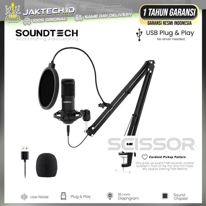 Jual SOUNDTECH USB MICROPHONE CONDENSER STAND SCISSOR ST800 MIC BOOM ...