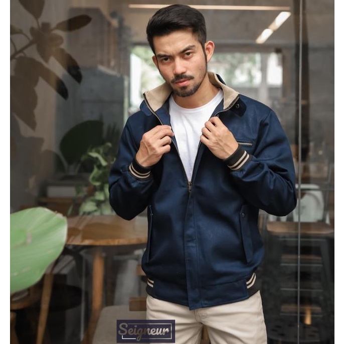 Jual New Jaket Canvas Premium Seigneur Navy | Jaket Pria Terbaik ...