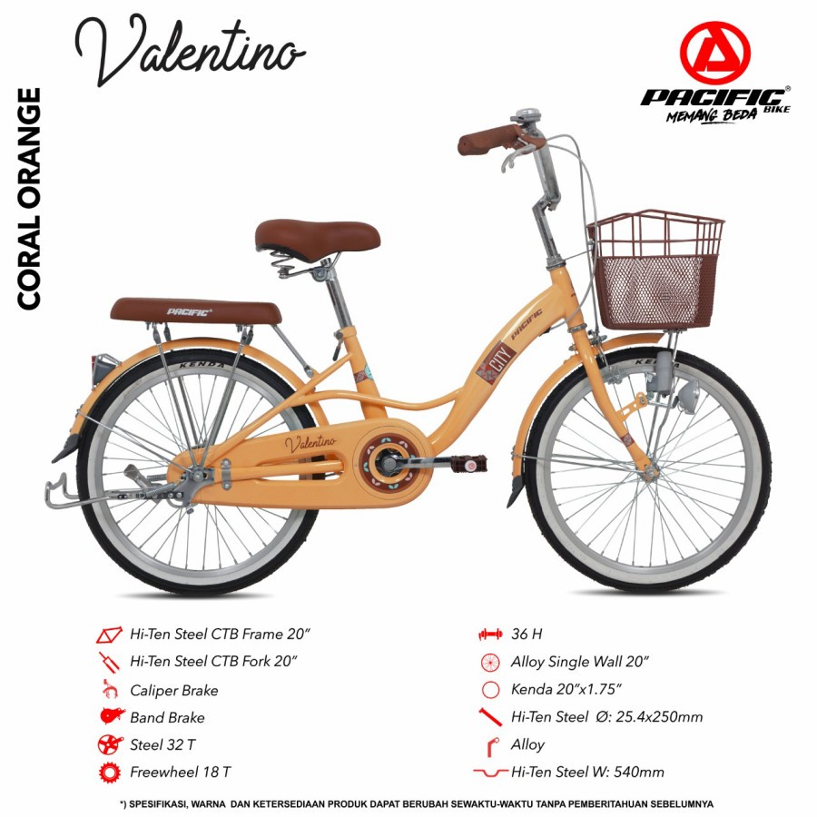 Jual sepeda city bike anak 20/26 PACIFIC VALENTINO Original Garansi 5 ...
